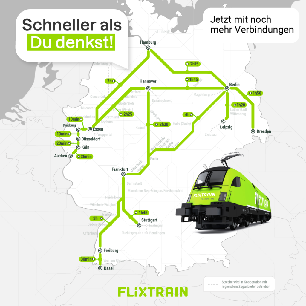 Mit FlixTrain schneller ans Ziel: Attraktive Reisezeiten ...